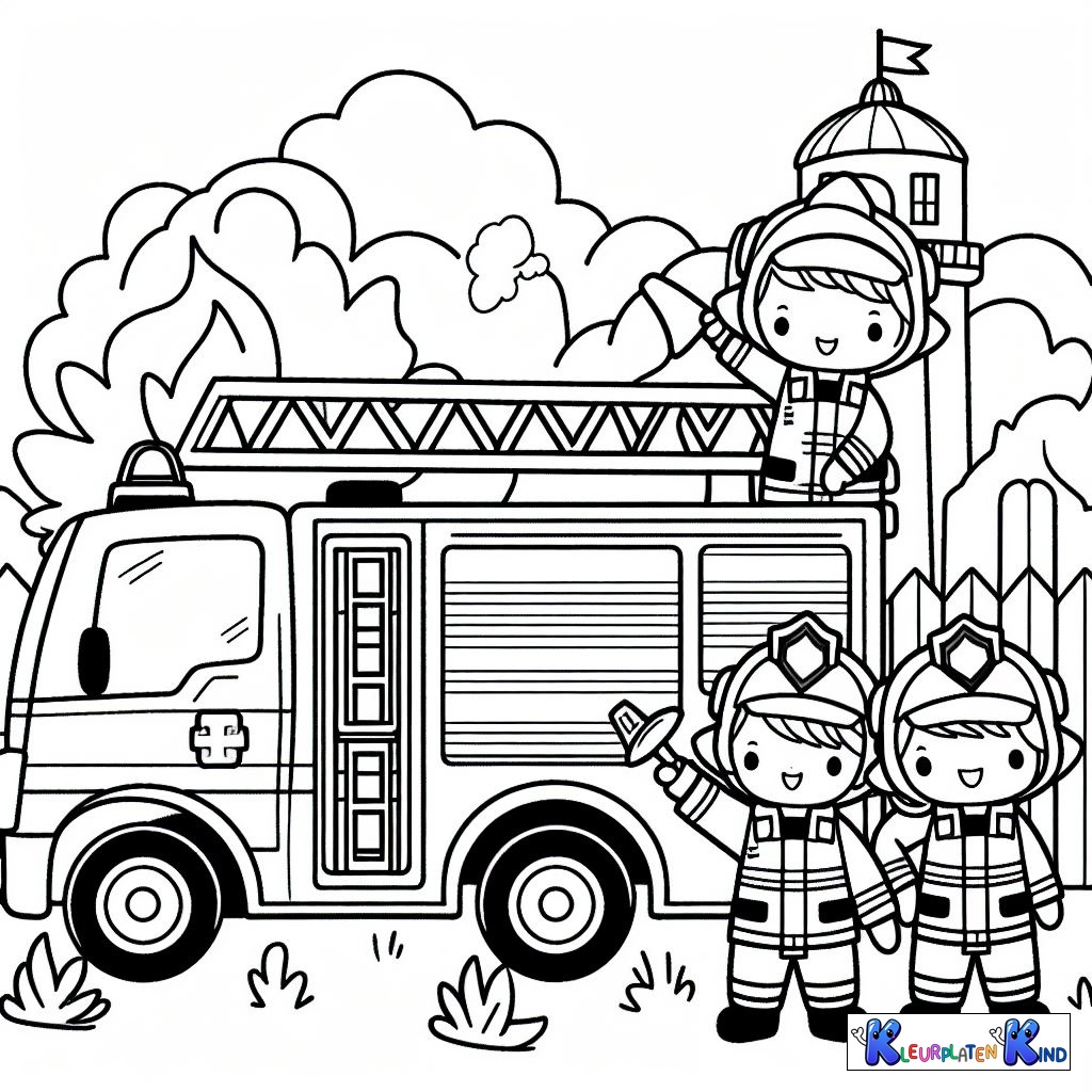 Brandweer kleurplaten prachtige gratis