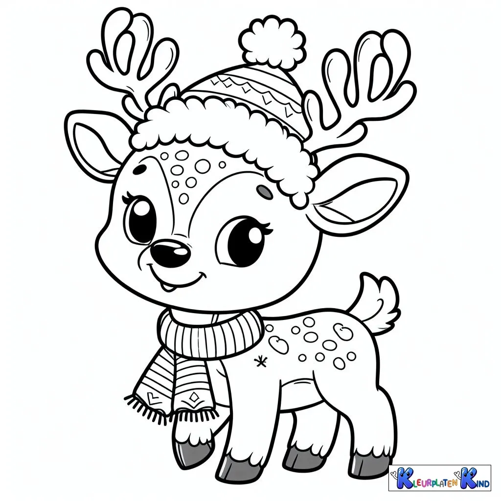 15x Kerst rendieren kleurplaten gratis pdf