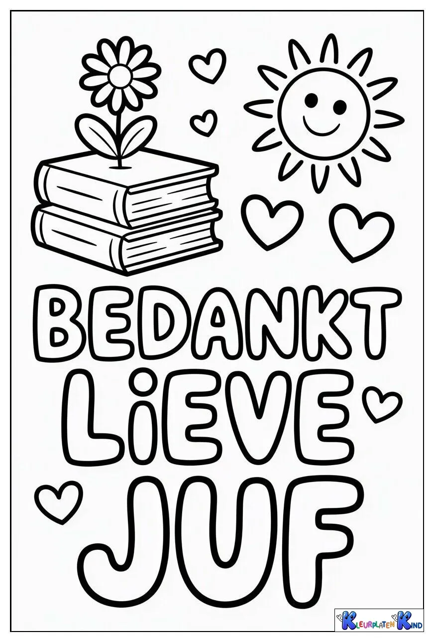 15x Kleurplaat afscheid juf gratis PDF