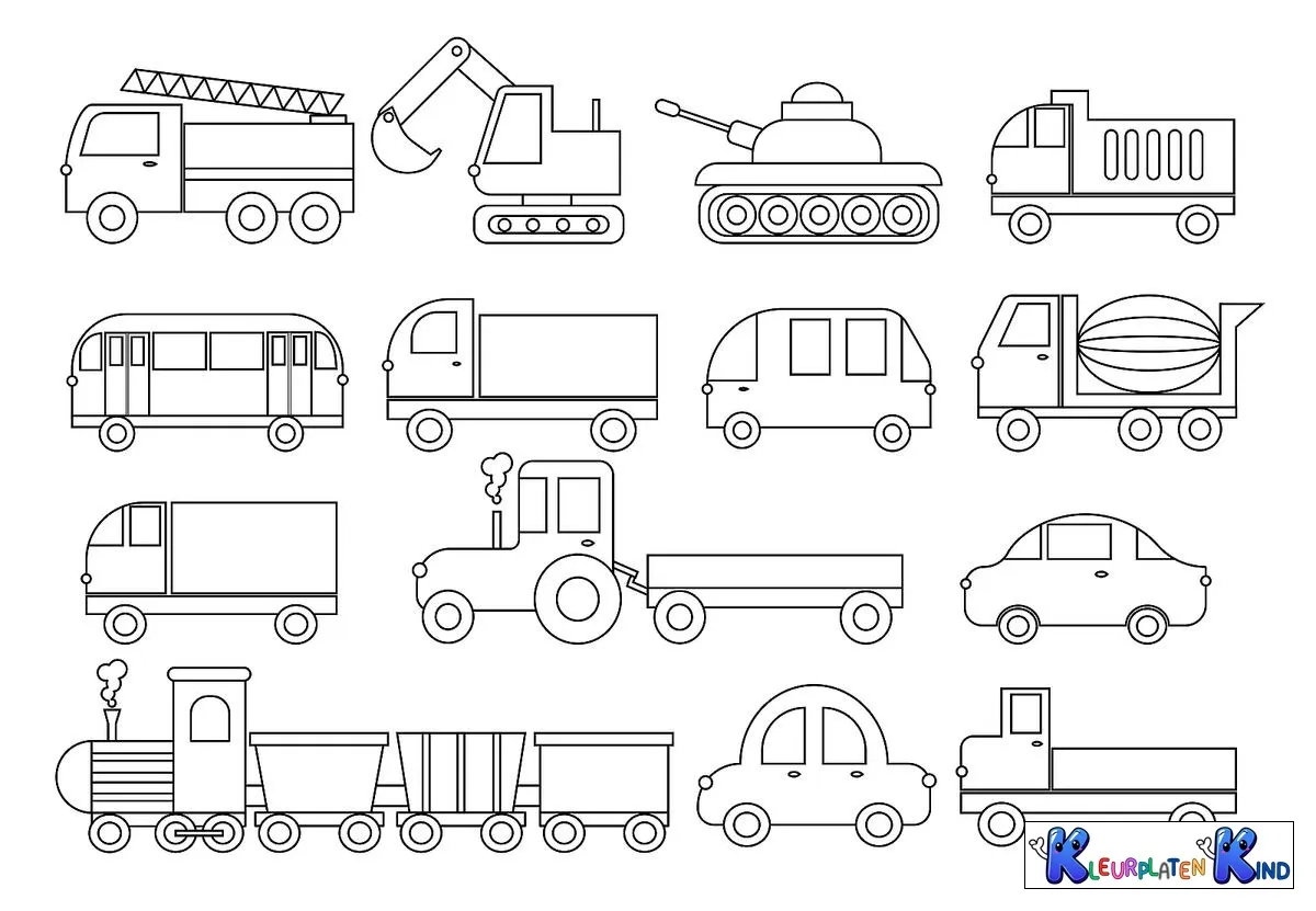 35 Voertuigen kleurplaten om gratis te printen en kleuren